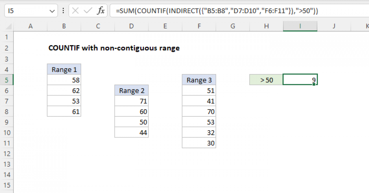 COUNTIF With Non contiguous Range Excel Formula Exceljet